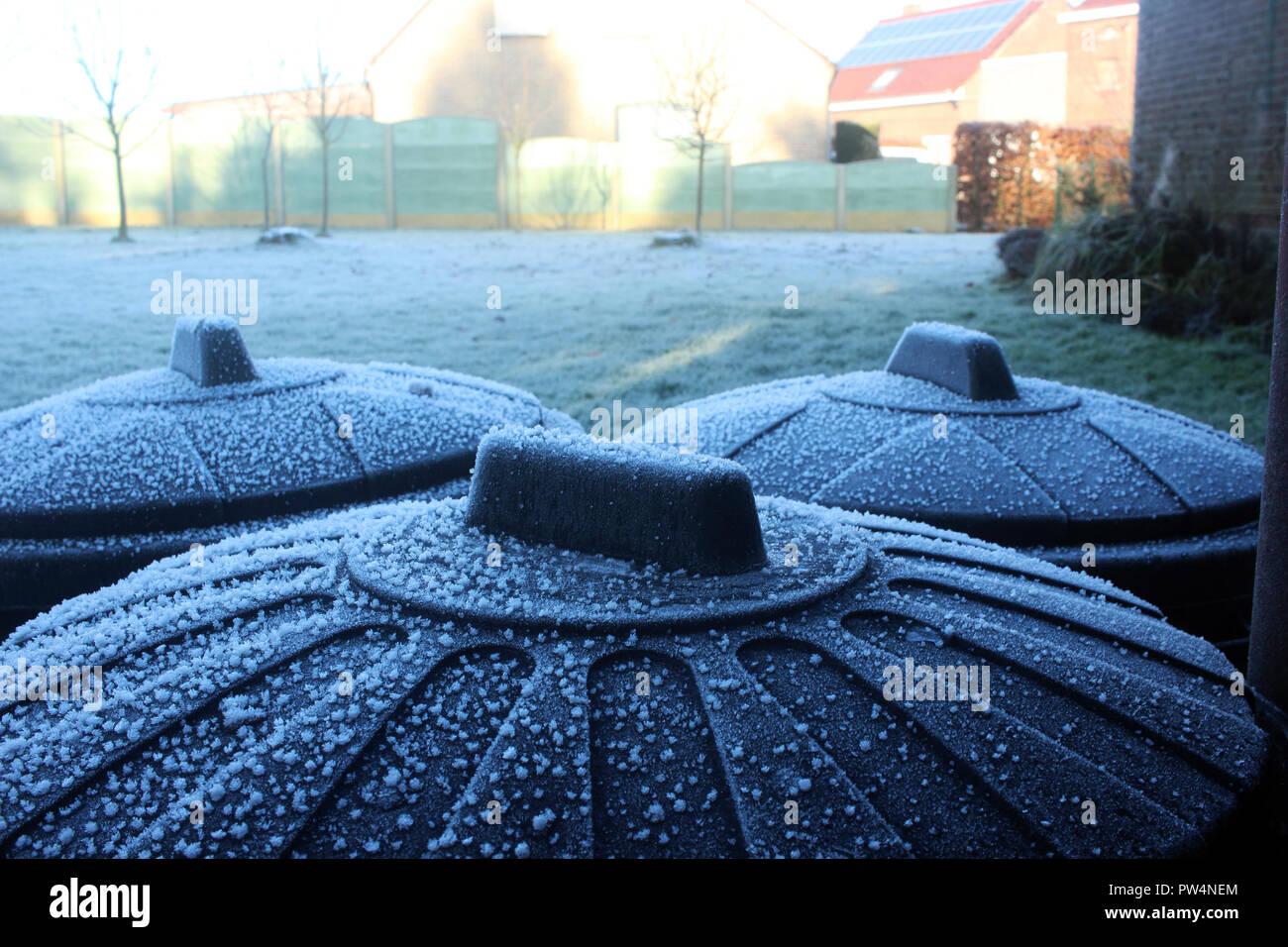 Winter times. frozen surfaces with ice and frost Stock Photo - Alamy