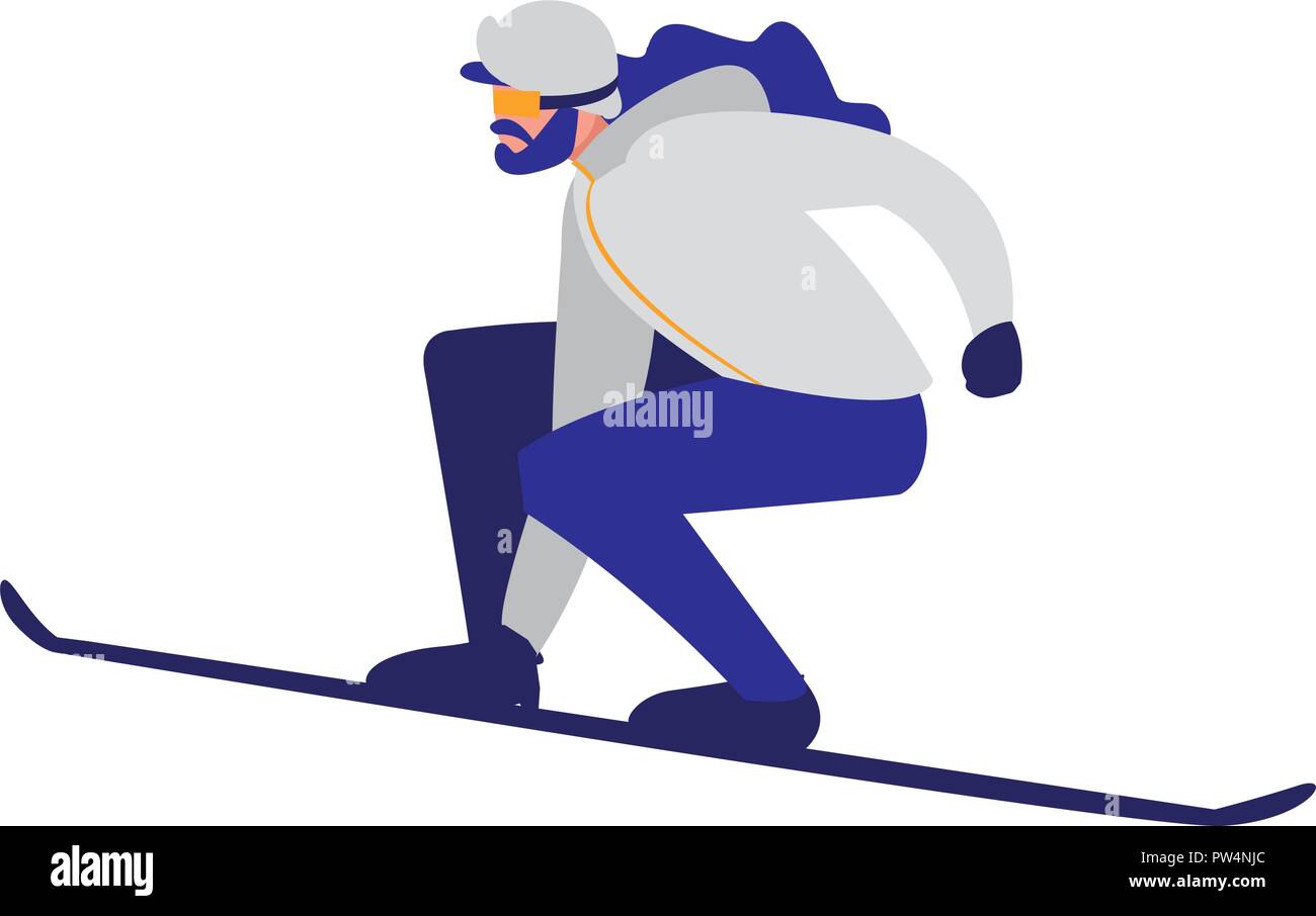 man skiing icon over white background, colorful design. vector ...