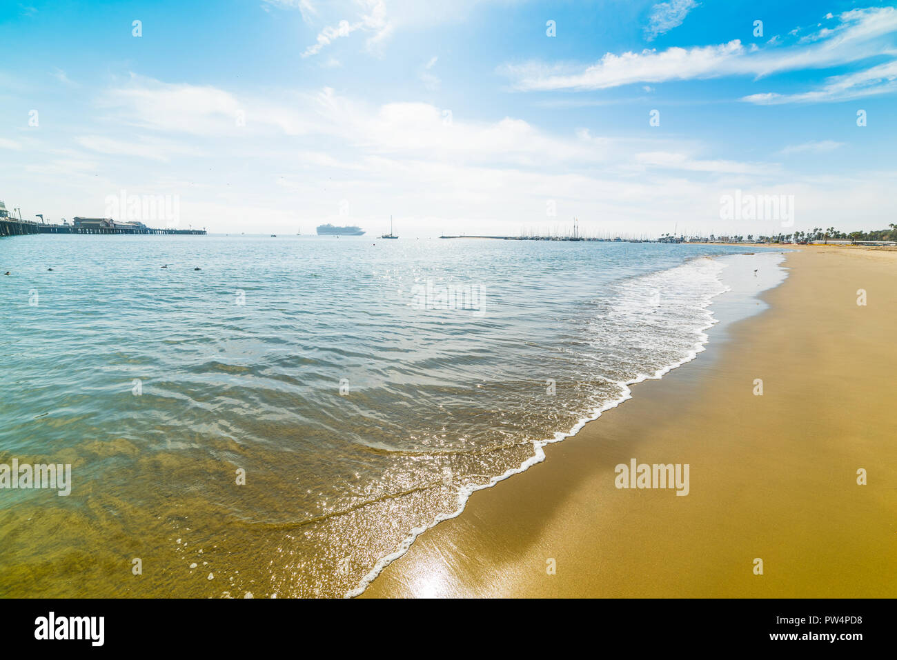 Blue sky over Santa Barbara shoreline Stock Photo - Alamy