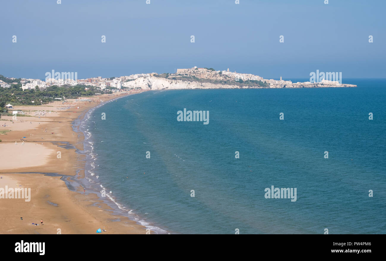 Coastline of the Gargano Peninsula in Puglia, southern Italy, with the ...