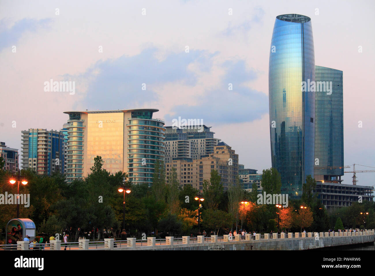 Azerbaijan, Baku, Bulvar, seashore promenade, Marriott Absheron, Port ...
