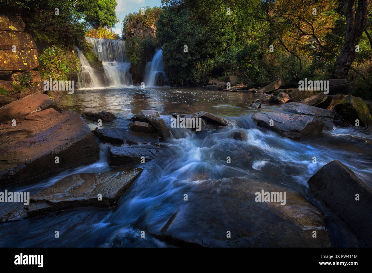 Penllergare Valley waterfall Stock Photo - Alamy