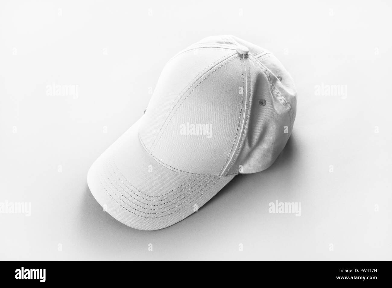 Blank baseball cap on paper background. Responsive design mockup Stock ...
