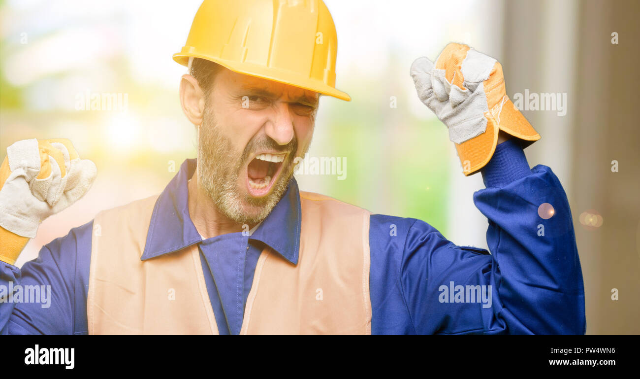 Construction builder excited jump hi-res stock photography and images ...