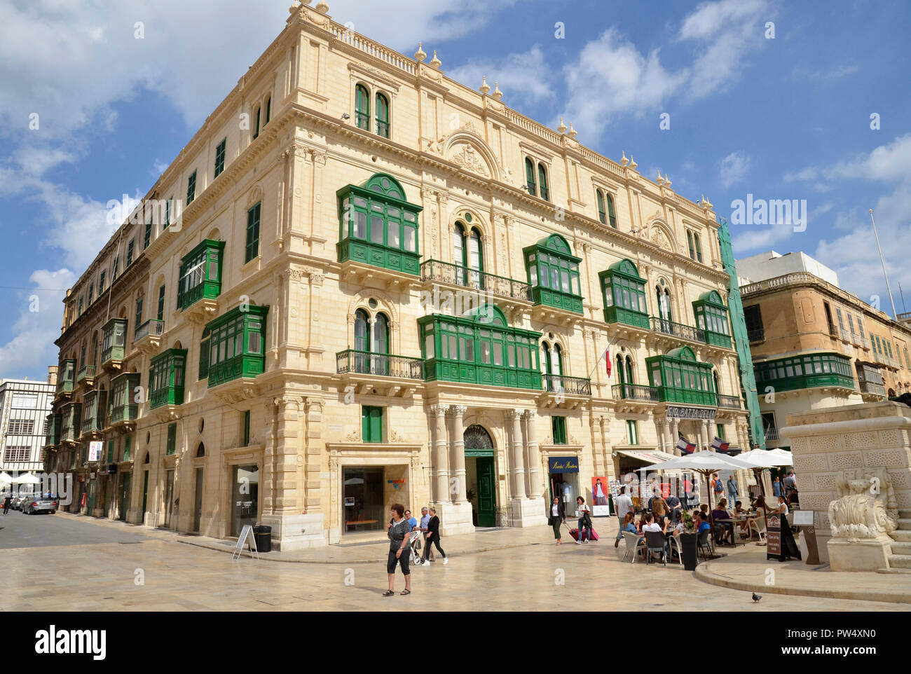 Buildings in the Maltese capital of Valletta showing the traditional ...