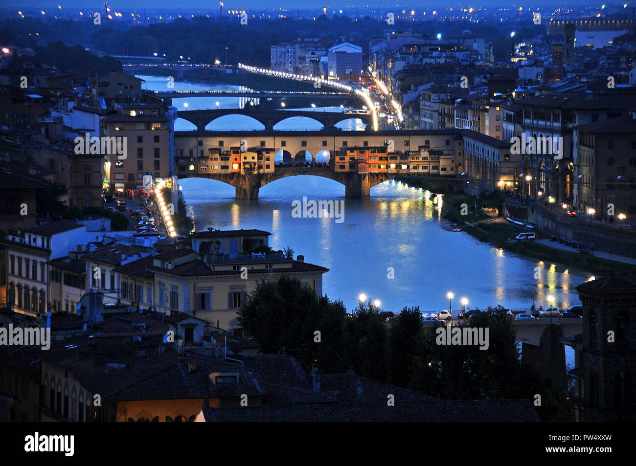 Around Italy - A view of the bridges across the River Arno - Florence ...