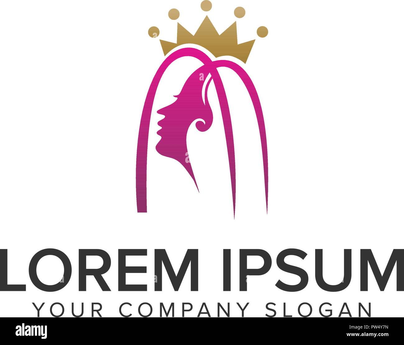 beauty woman with crown logo design concept template. fully editable ...
