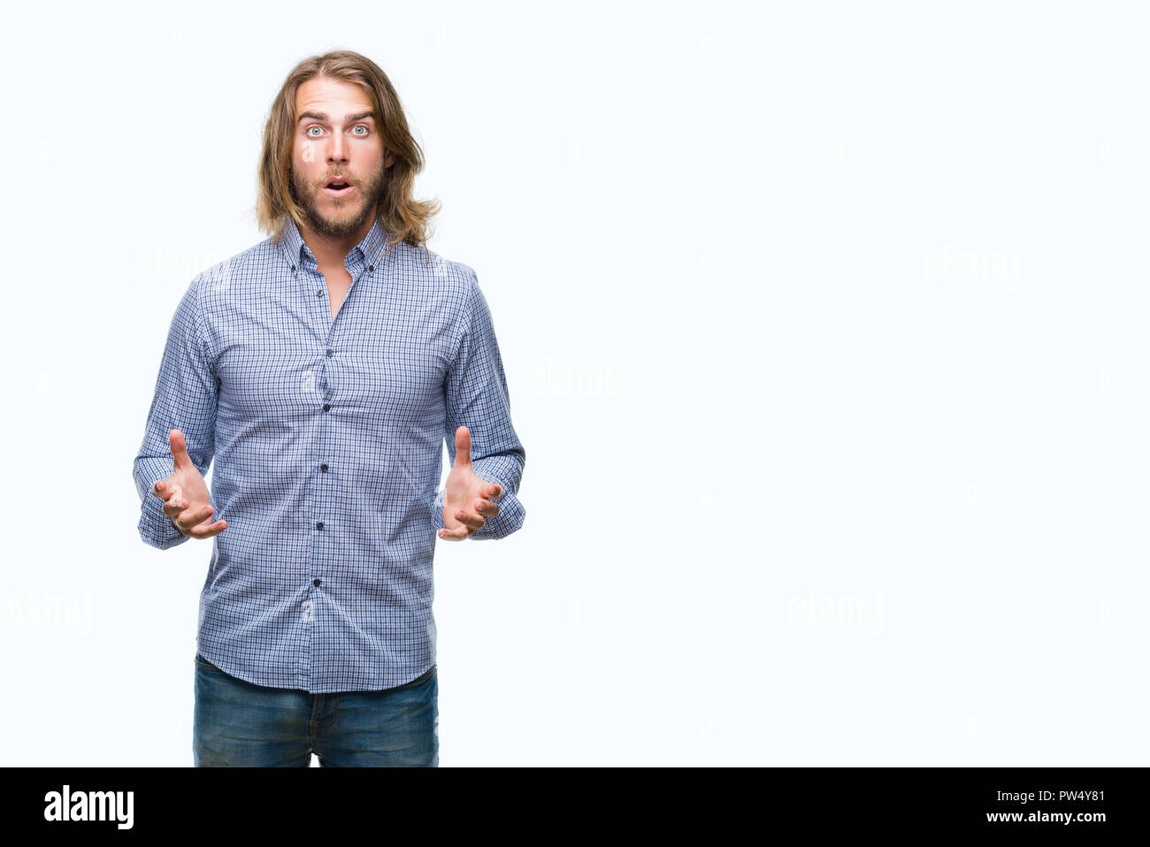 Portrait shocked handsome long Cut Out Stock Images & Pictures - Alamy