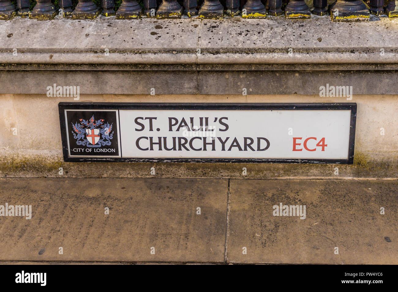 Typical sign in old town st pauls church in hi-res stock photography ...