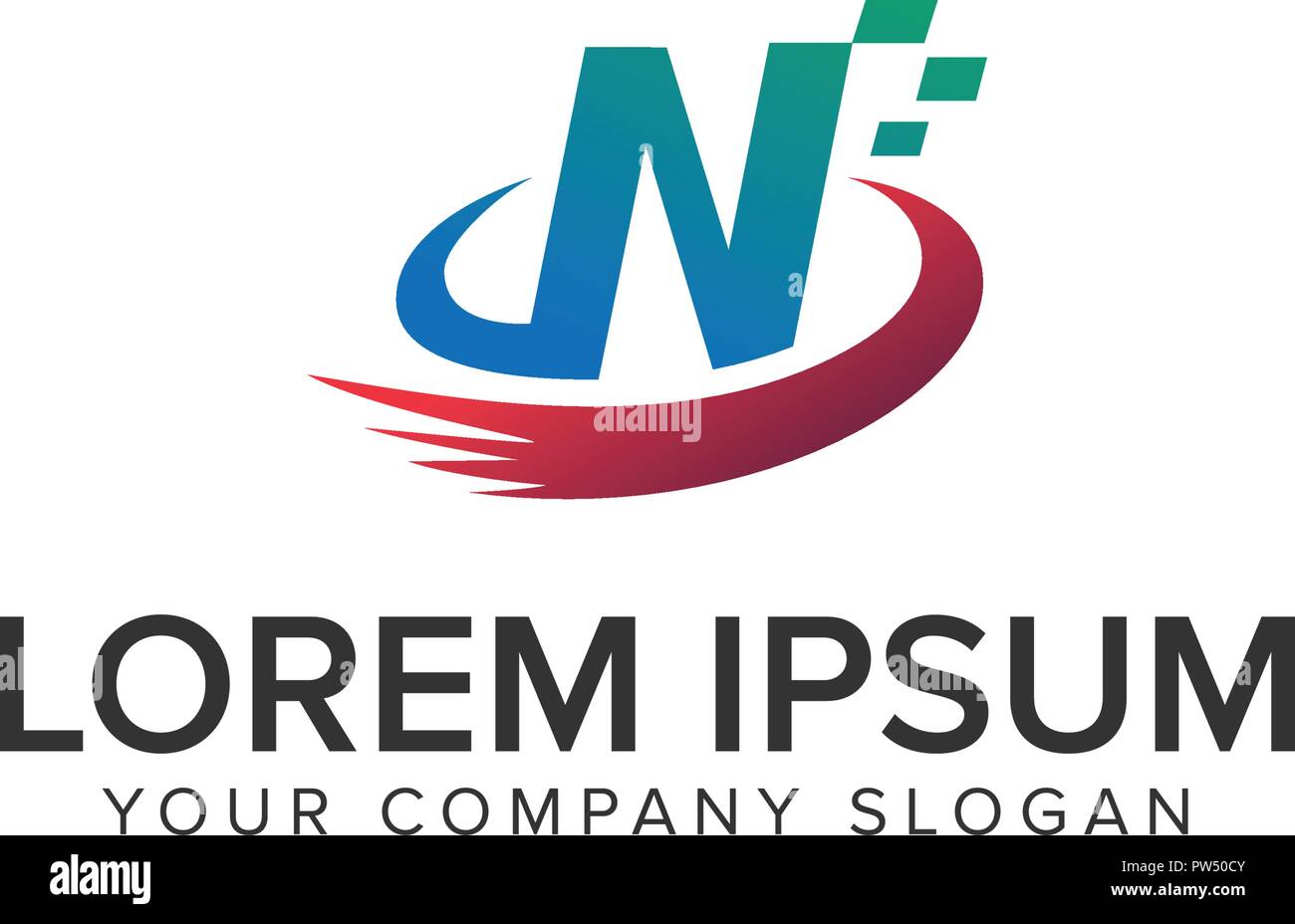 Letter N technology logo design concept template Stock Vector Image & Art - Alamy