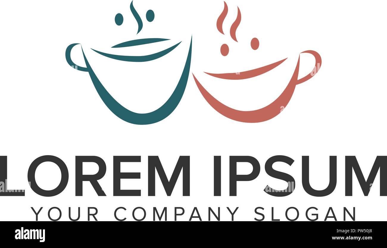 couple mug coffee logo design concept template. fully editable vector ...