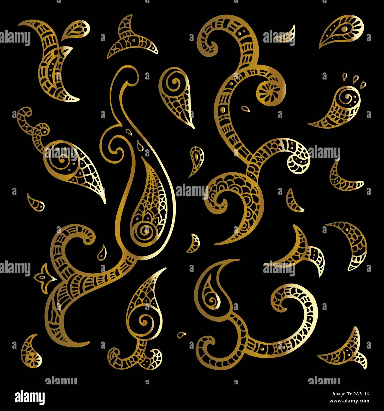 Paisley background. Hand Drawn ornament. Vector illustration Stock ...
