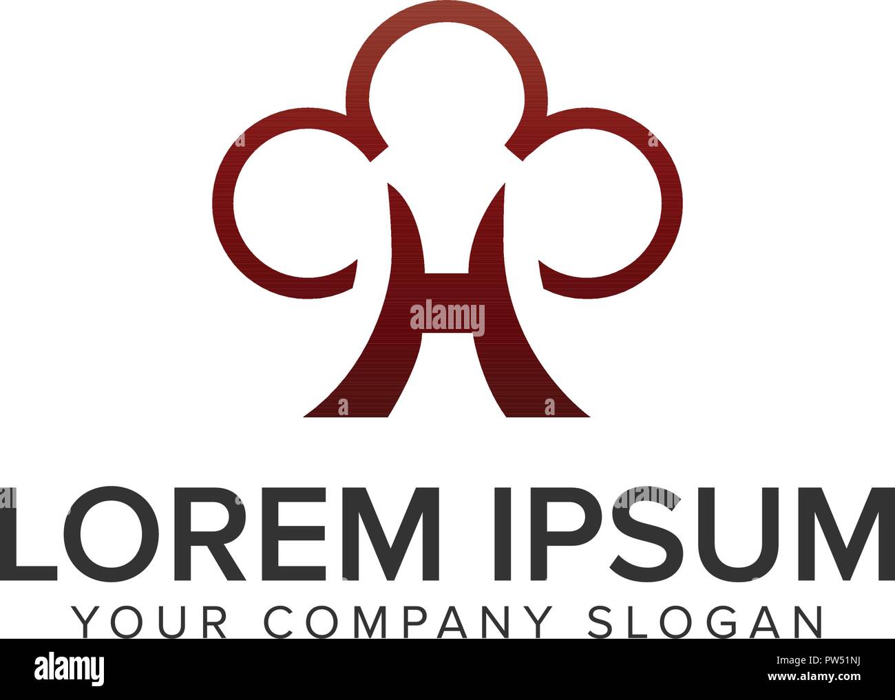 letter H tree cloud Logo design concept template Stock Vector Image ...