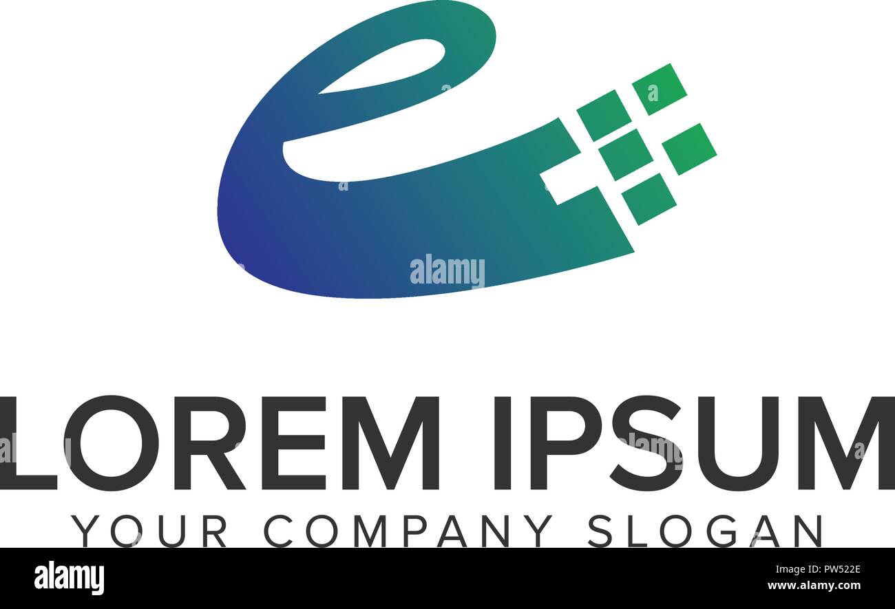 Letter E technology logo design concept template Stock Vector Image ...