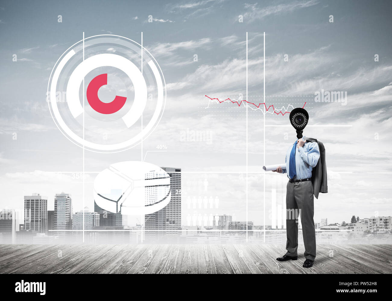 Concept of security and privacy protection with camera headed ma Stock ...