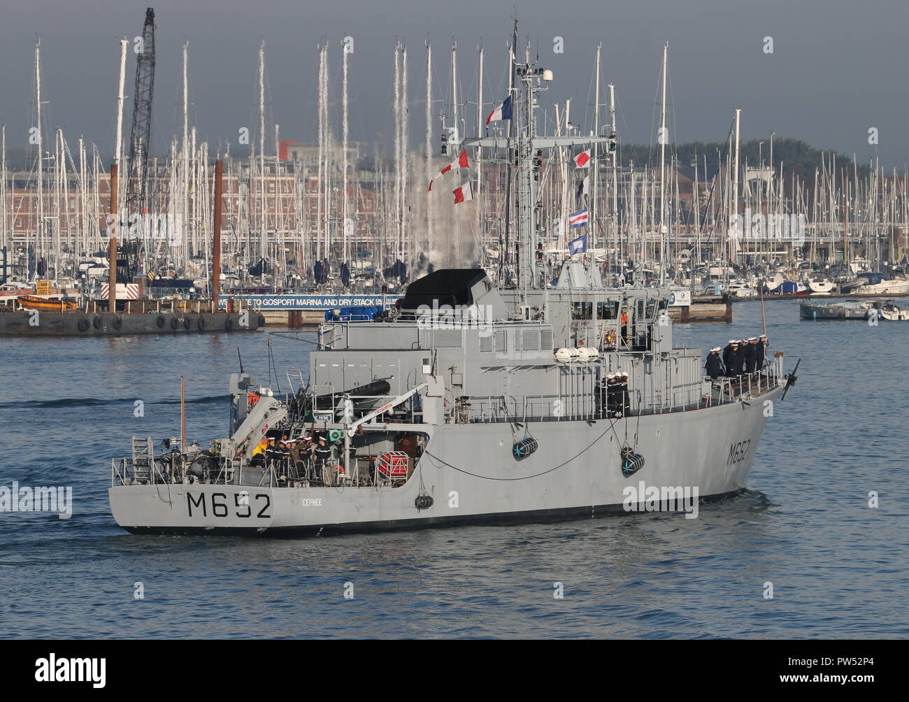 The French Naval Minehunter FS Céphée arriving at Portsmouth, UK on 5th ...