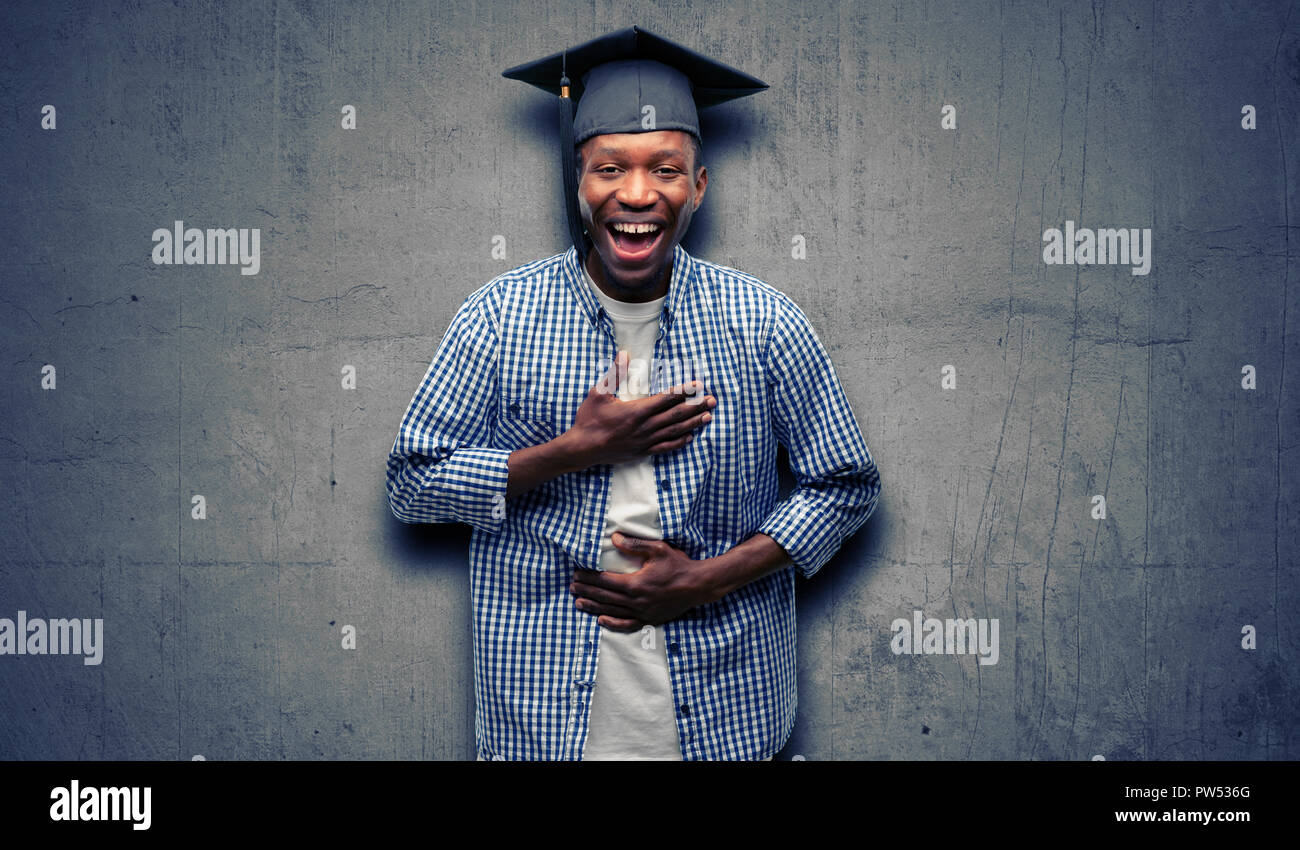 Young african graduate student black man confident and happy with a big ...