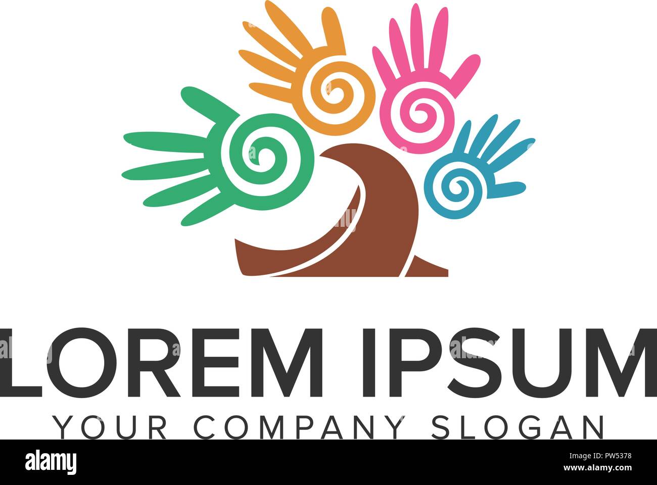 hand tree logo design concept template Stock Vector Image & Art - Alamy