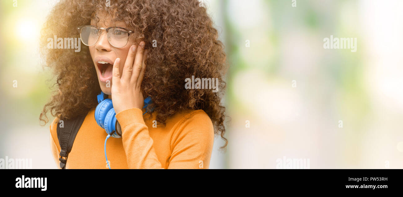 African american student woman stressful keeping hands on head ...