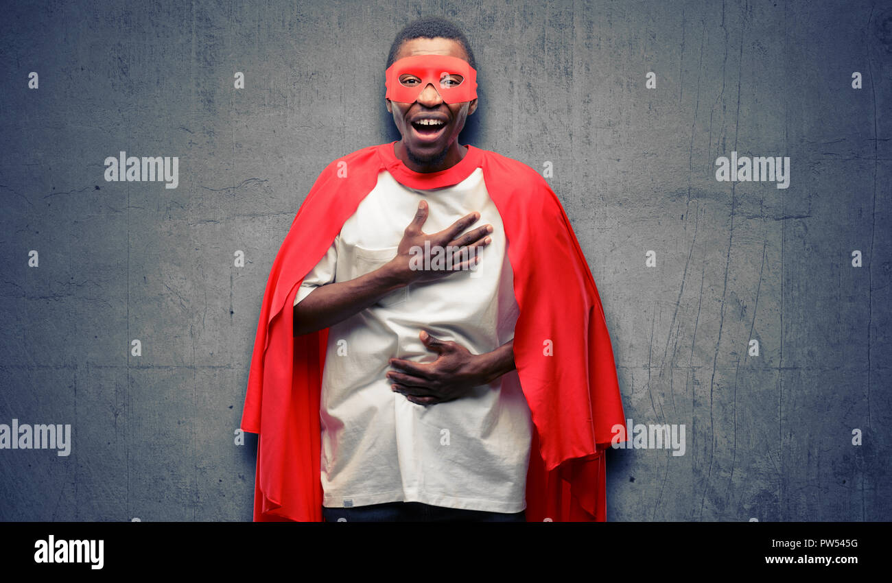 African black super hero man confident and happy with a big natural ...