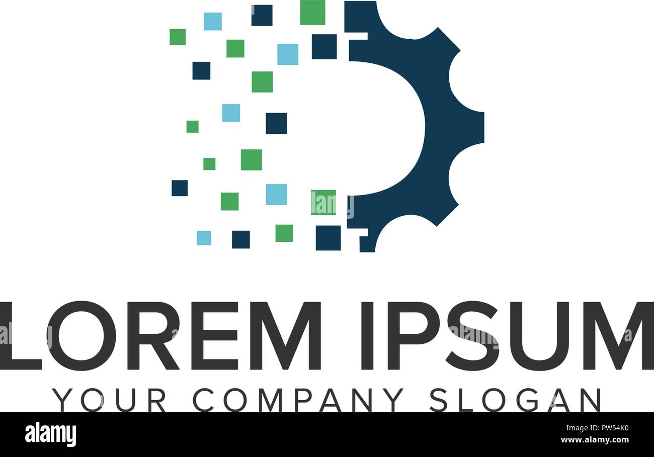 Gear pixel logo design concept template Stock Vector Image & Art - Alamy