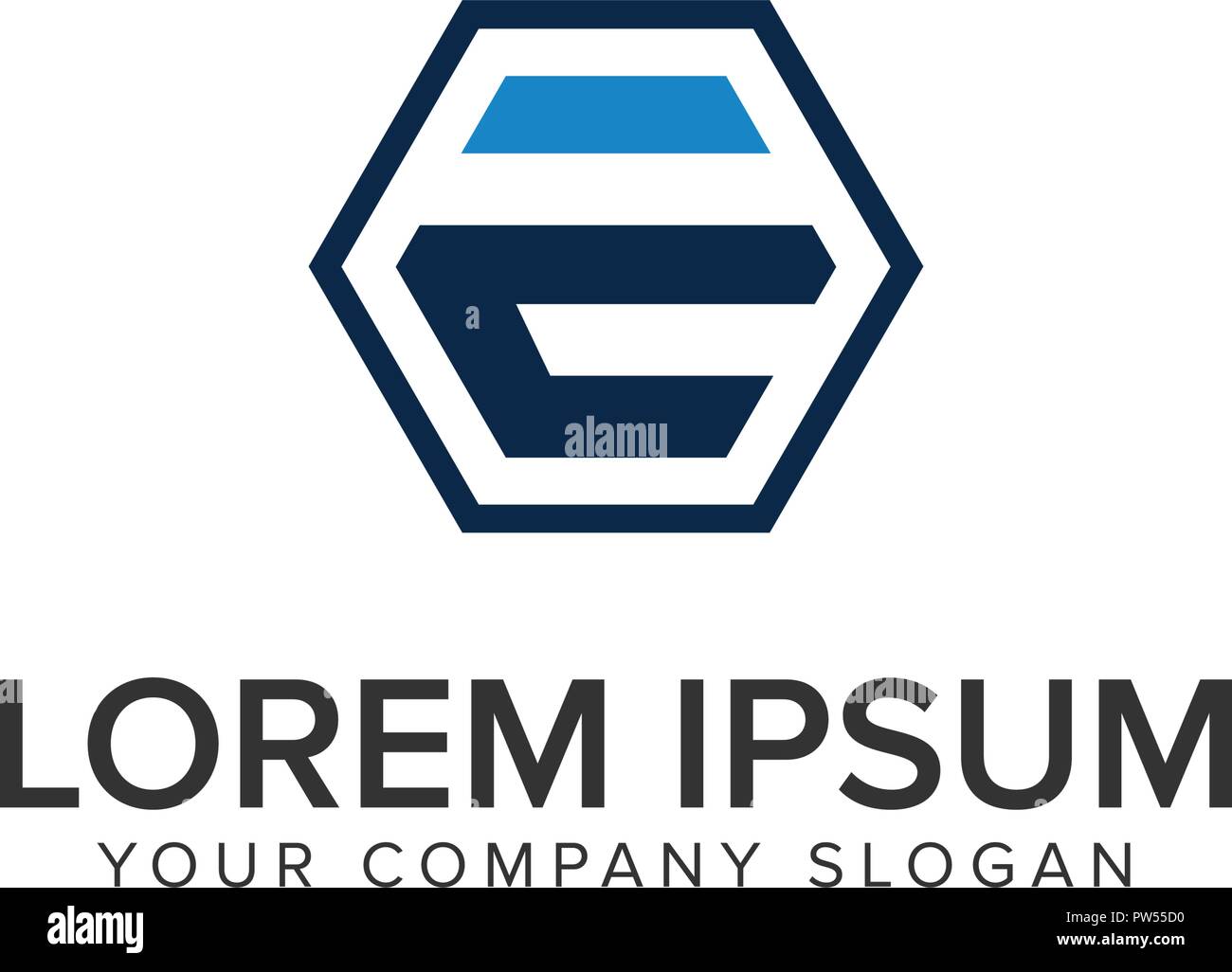 letter E hexagonal logo design concept template Stock Vector Image ...