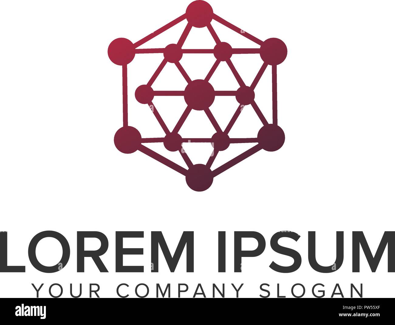 dot hexagon technoogy logo design concept template Stock Vector Image ...