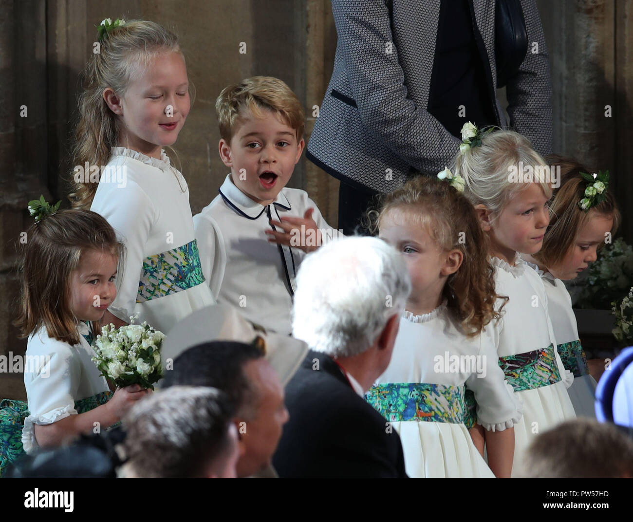 The bridesmaids and page boys, including Prince George and Princess ...