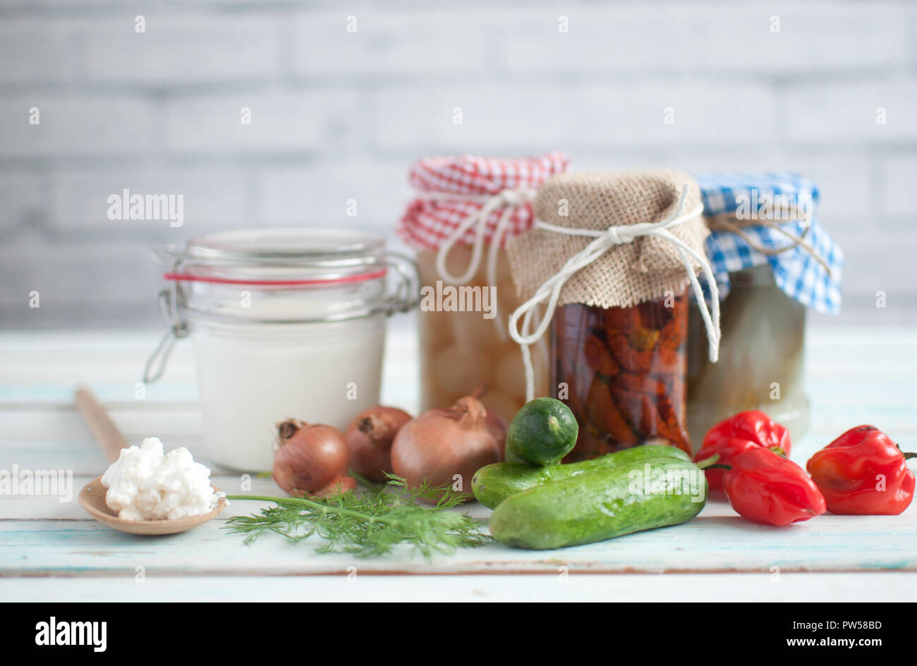 Collection of fermented foods with natural ingredients Stock Photo - Alamy