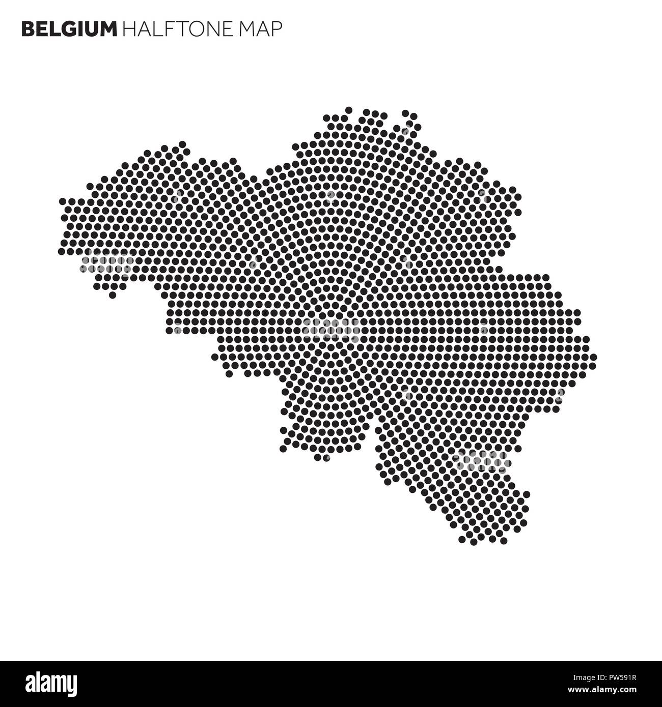 Belgium country map made from radial halftone pattern Stock Vector ...