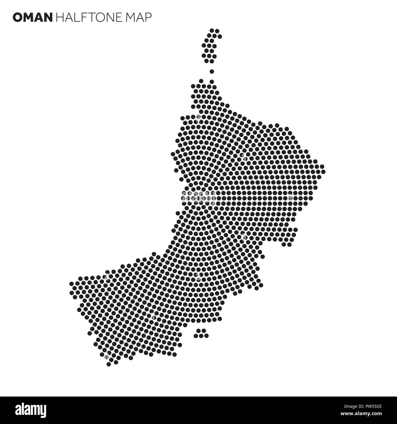 Oman country map made from radial halftone pattern Stock Vector Image ...