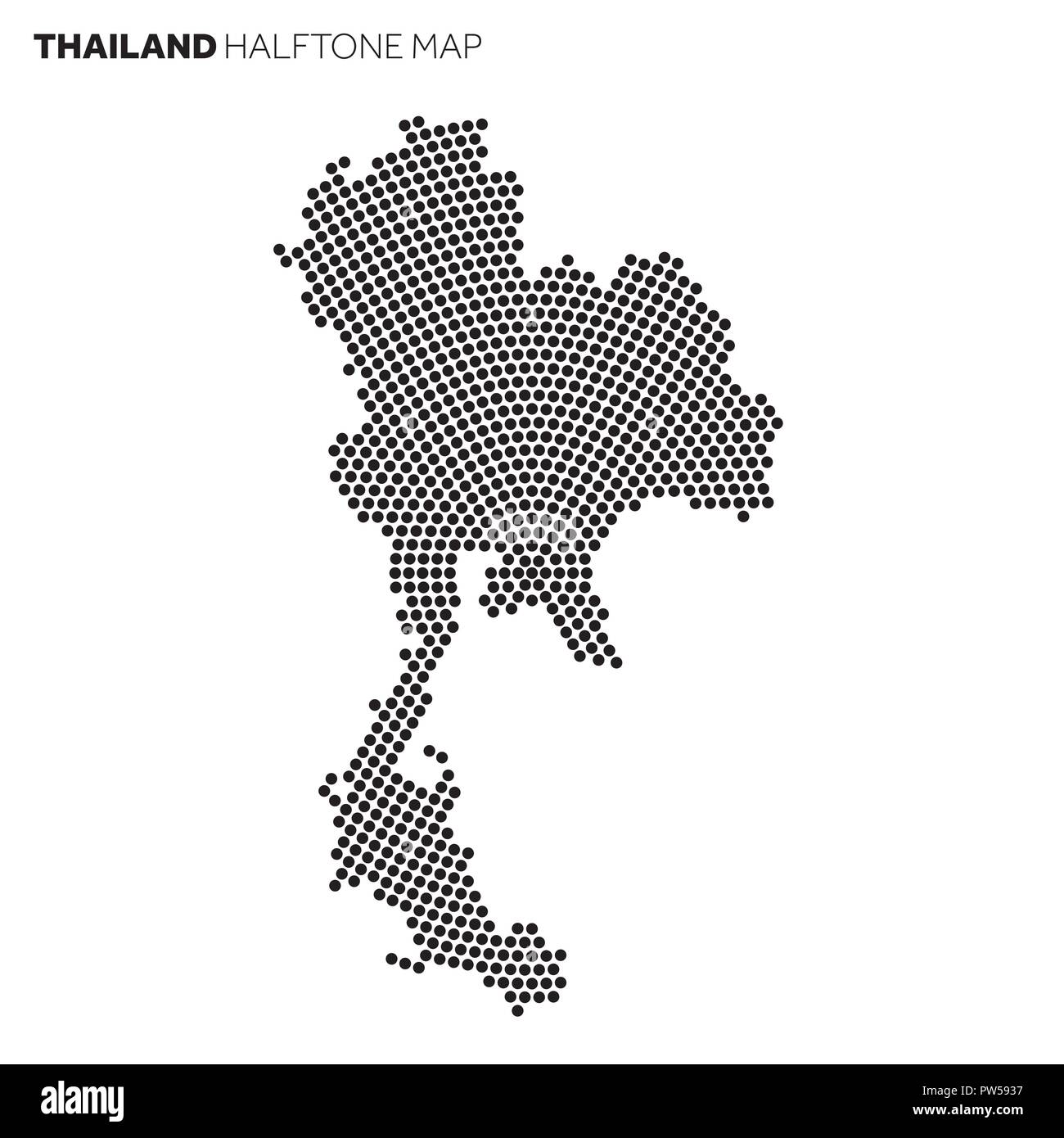 Thailand country map made from radial halftone pattern Stock Vector ...