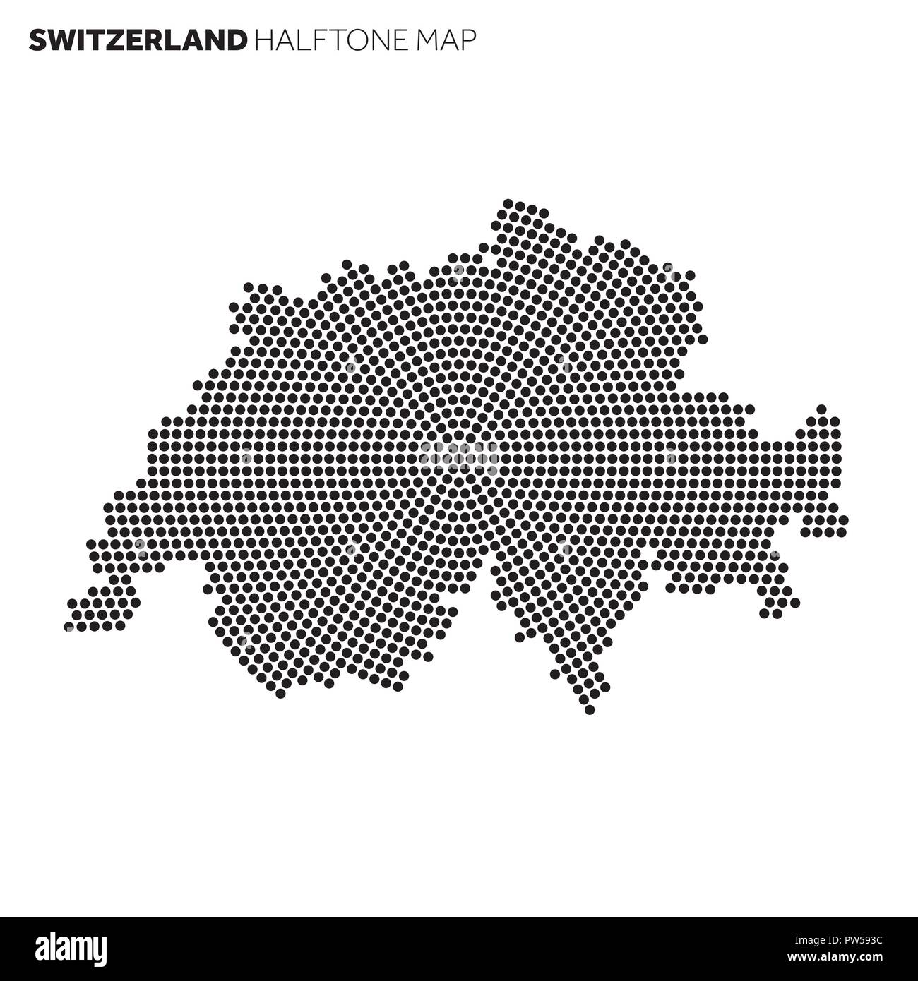 Switzerland country map made from radial halftone pattern Stock Vector ...