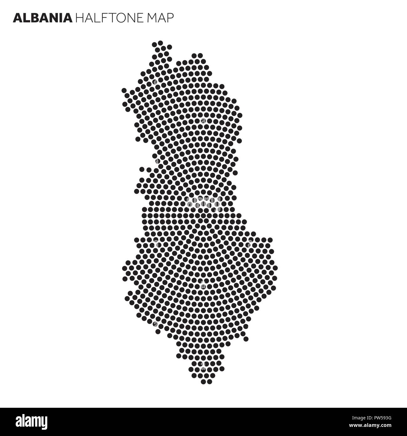 Albania country map made from radial halftone pattern Stock Vector ...