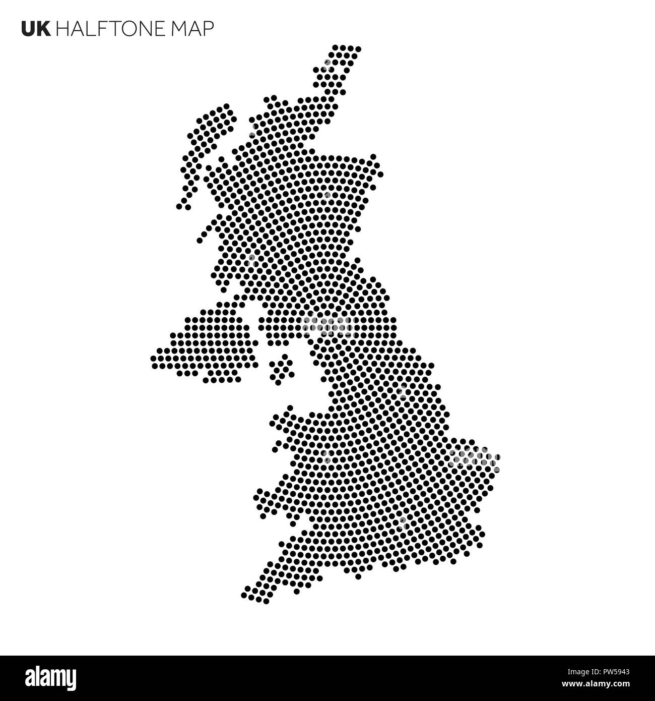 United Kingdom country map made from radial halftone pattern Stock ...