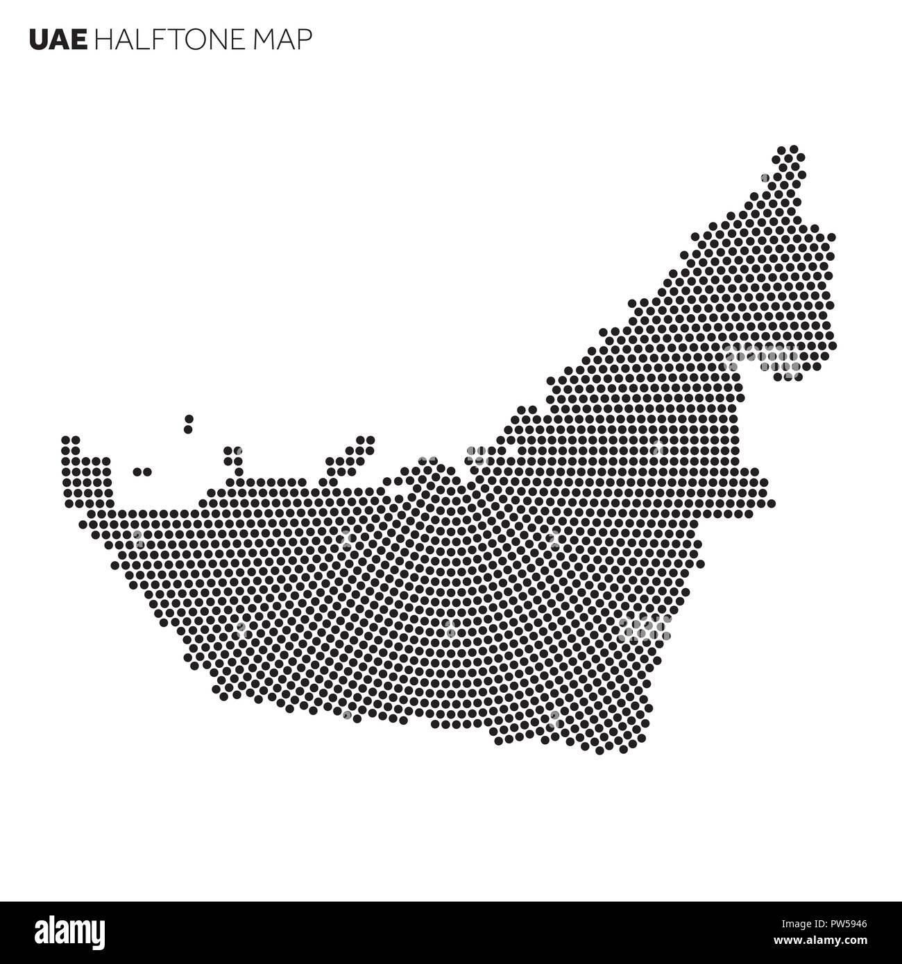 UAE country map made from radial halftone pattern Stock Vector Image ...