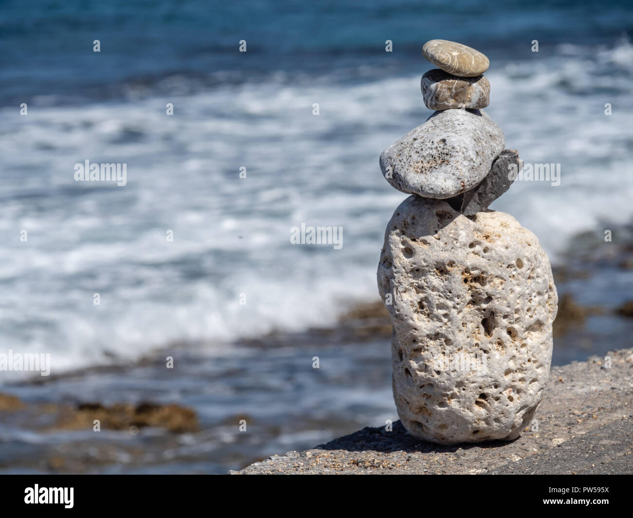 Stone figure staring at the sea, the island of Crete, Greece Stock ...