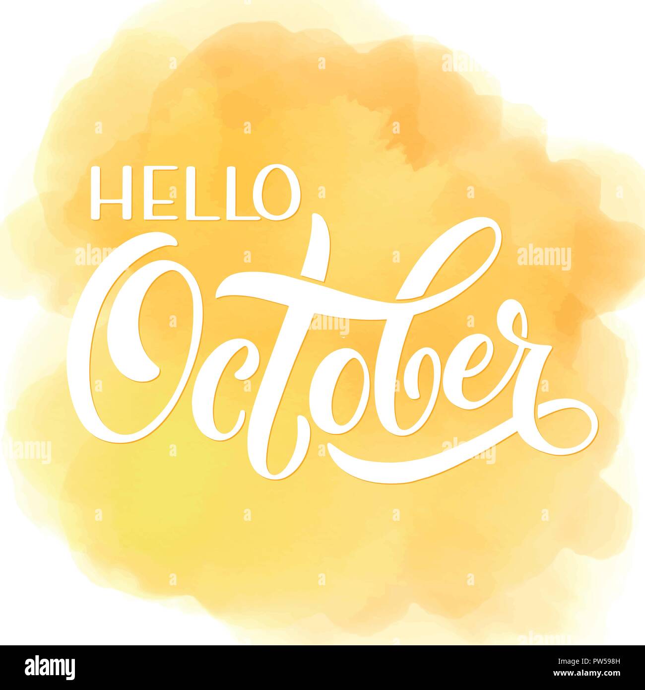 Hello October lettering. Elements for invitations, posters, greeting ...