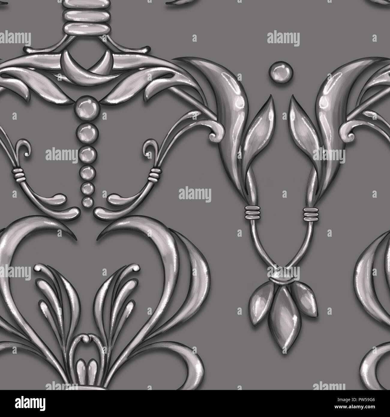 Silver floral background hi-res stock photography and images - Alamy