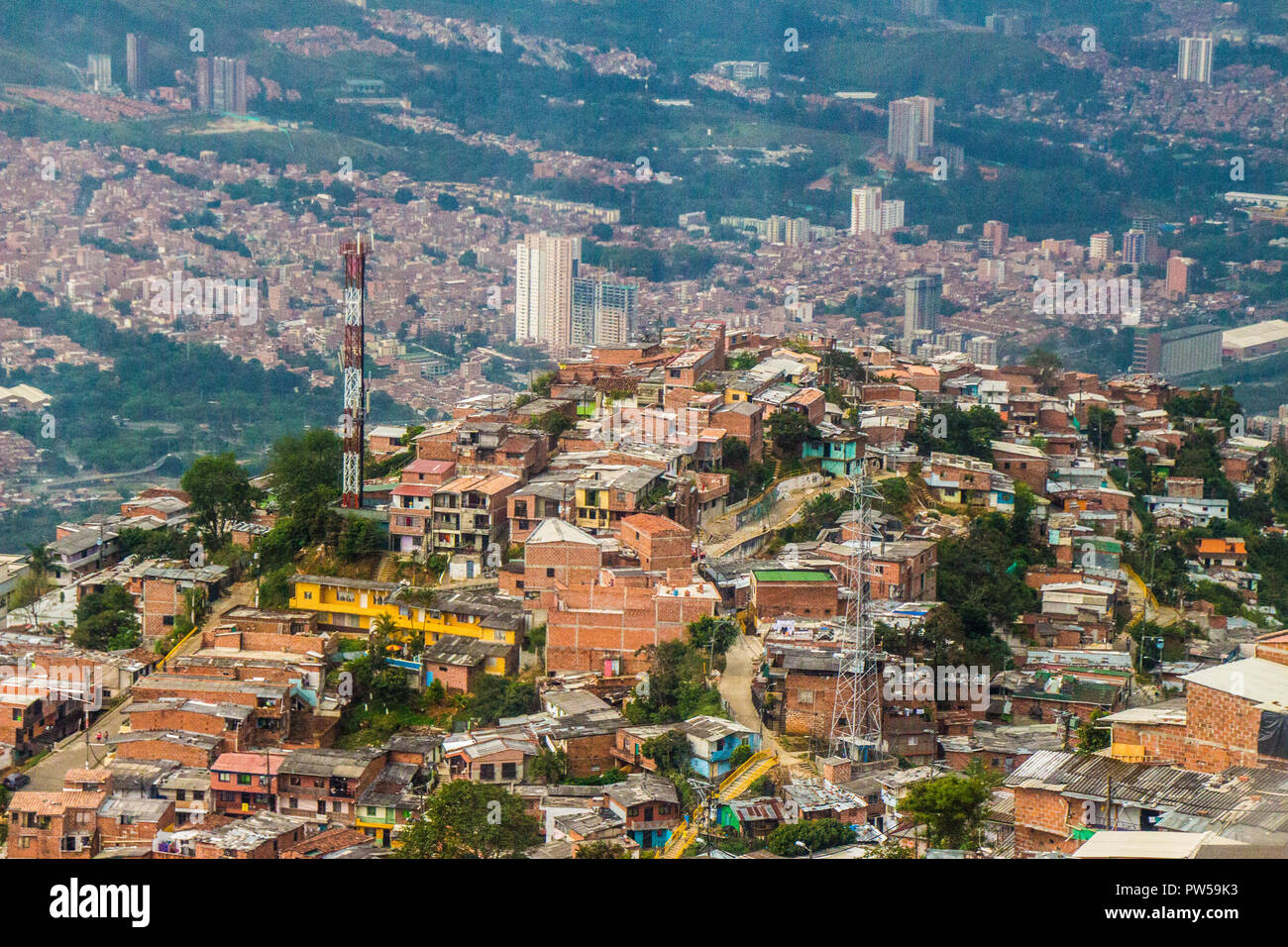 Comuna on a hill in the north of Medellin, Colombia Stock Photo - Alamy