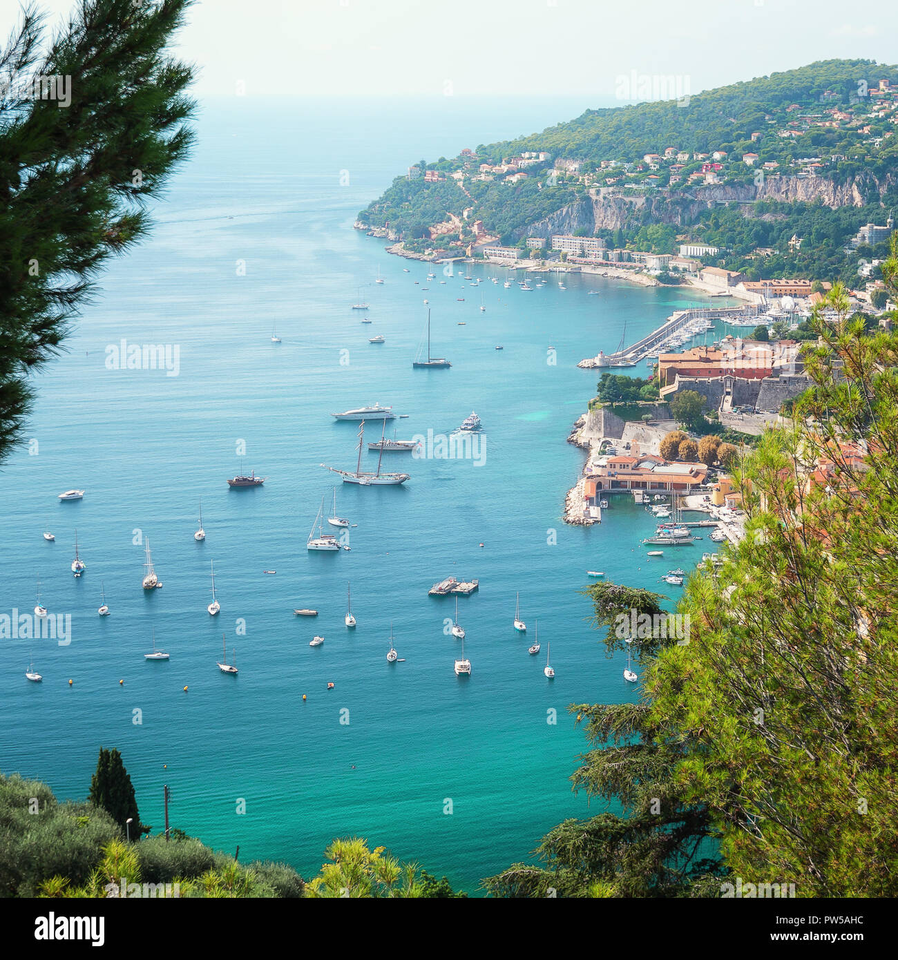 The beautiful bay of Villefranche-sur-Mer on the Cote D'Azur in France ...
