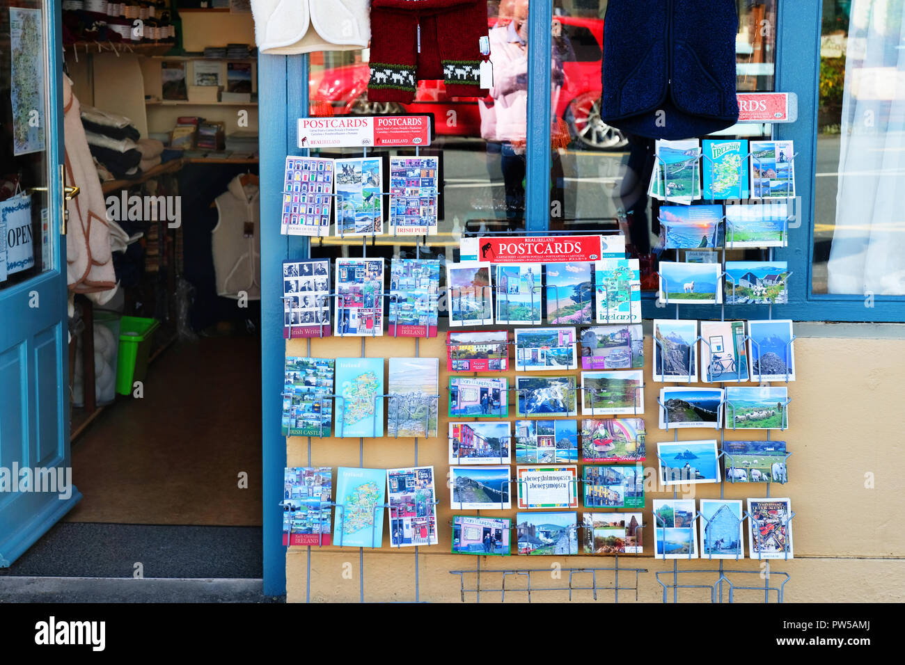 Outdoor display of postcards outside a tourist shop on the Ring of ...