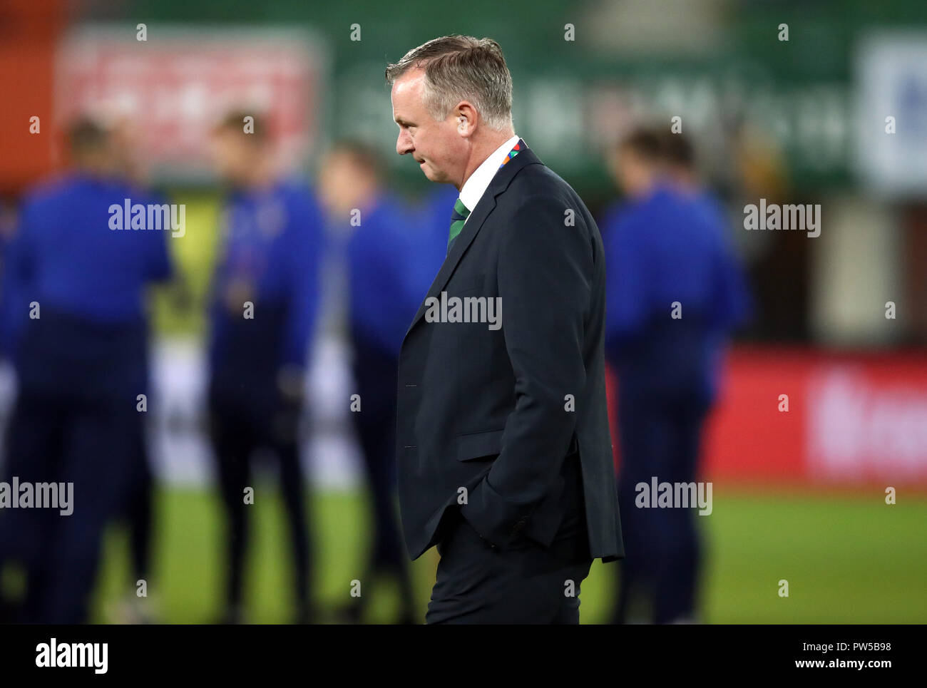 Northern Ireland manager Michael O'Neill on the pitch before the UEFA ...