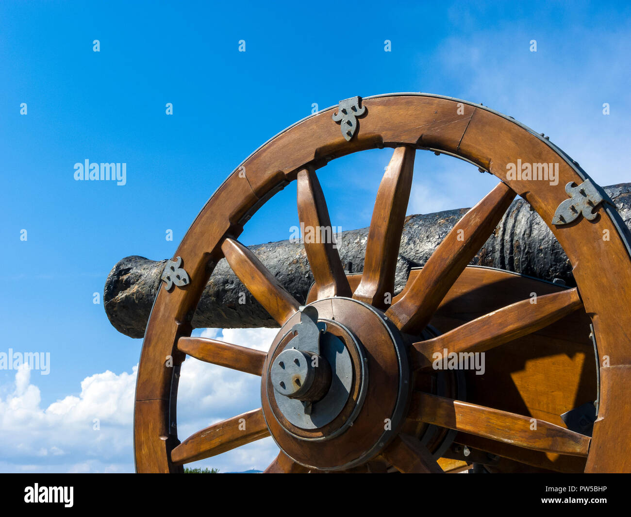 Medieval cannon in the old fortress of Corfu town at Greece Stock Photo ...