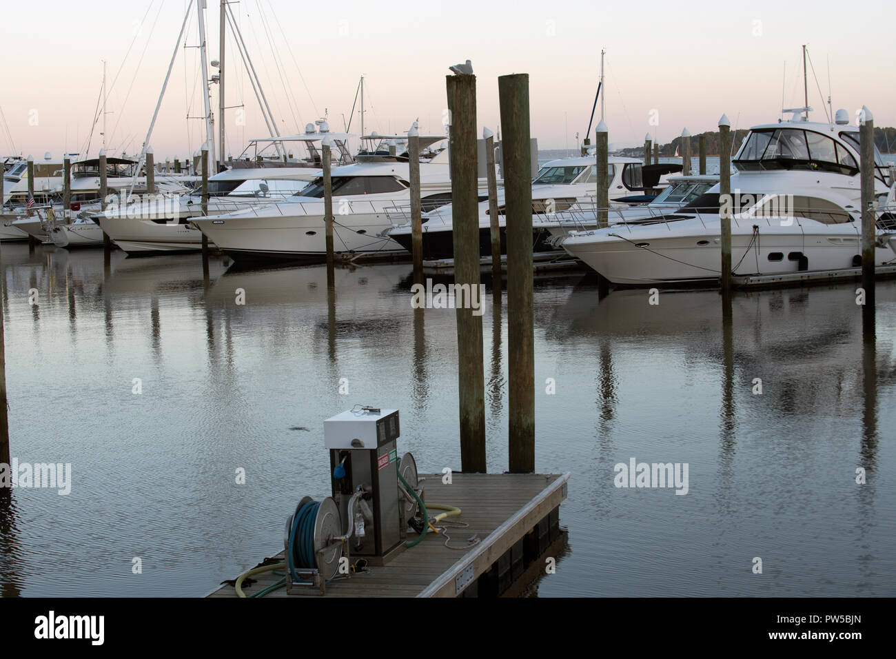 Fuel filling station on dock Stock Photo - Alamy