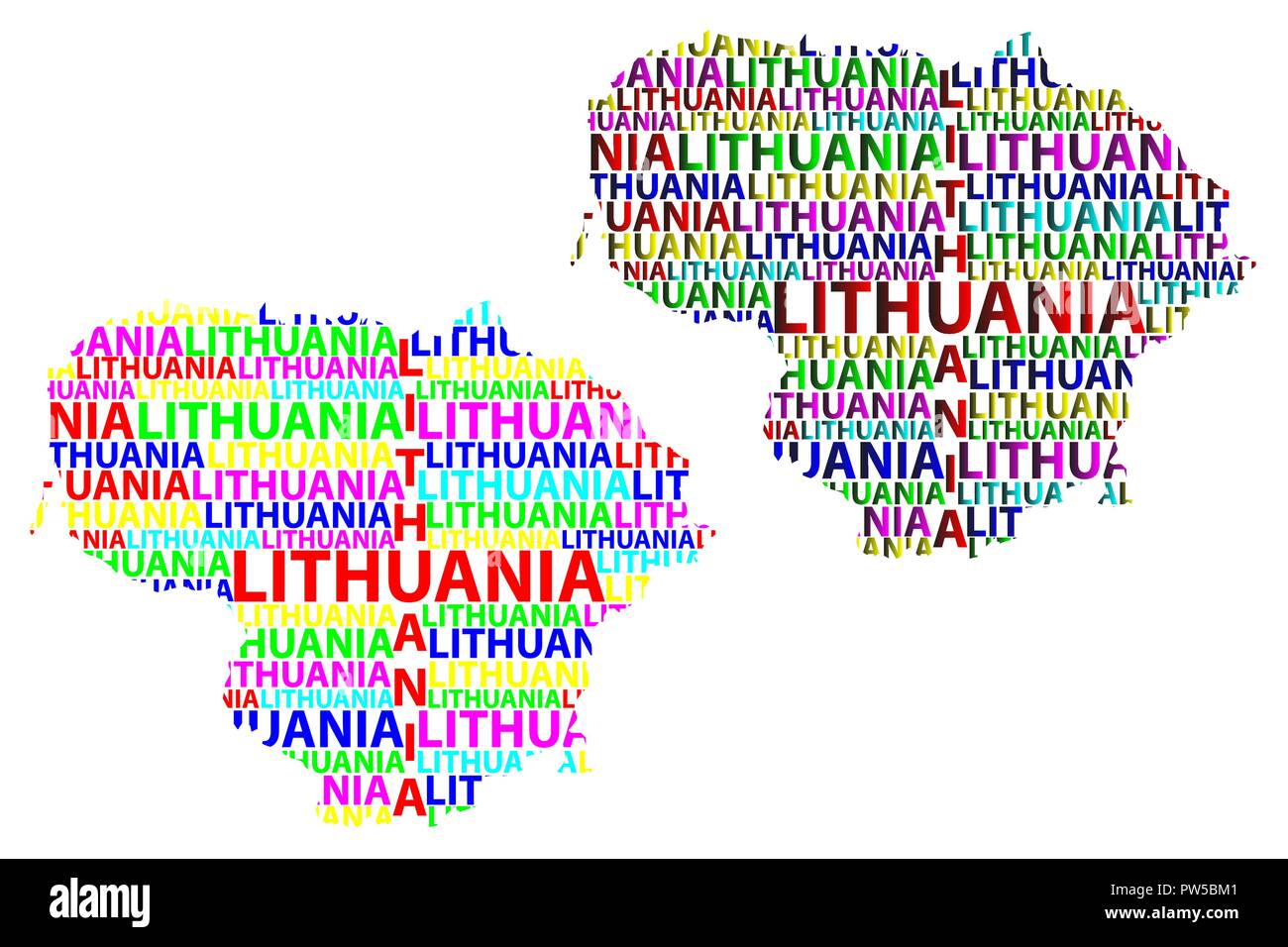Sketch Lithuania letter text map, Republic of Lithuania - in the shape ...