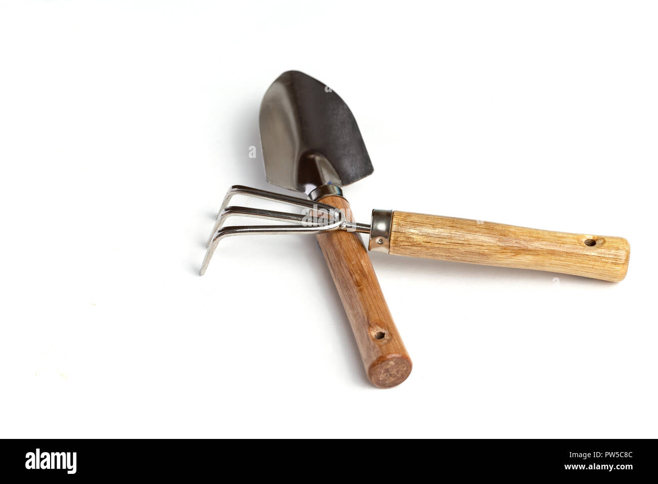 Garden Tools Shovel Rake Isolated Clipping. White background Stock ...