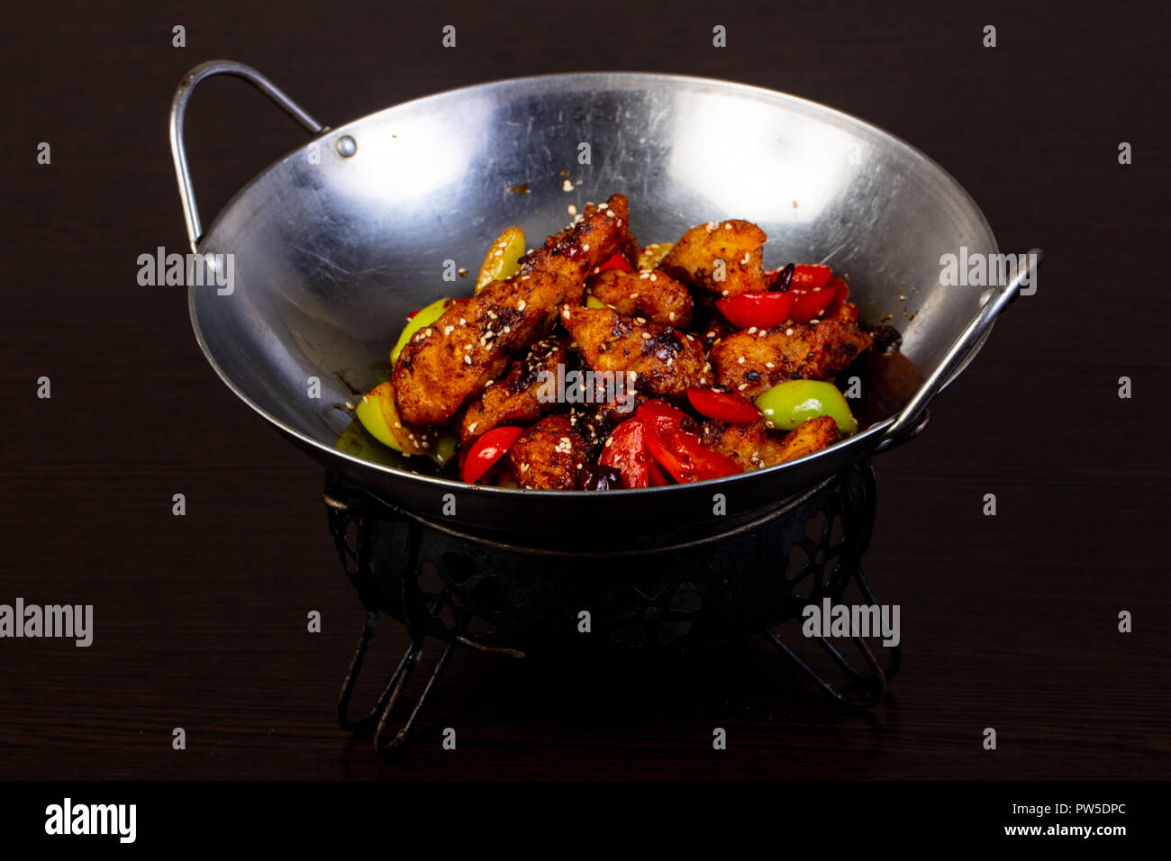 Asian cuisine - Fried entrails with pepper Stock Photo - Alamy