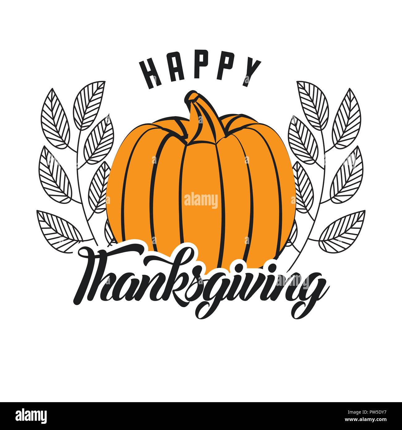 happy thanksgiving pumpkin leaves delicious vector illustration Stock ...