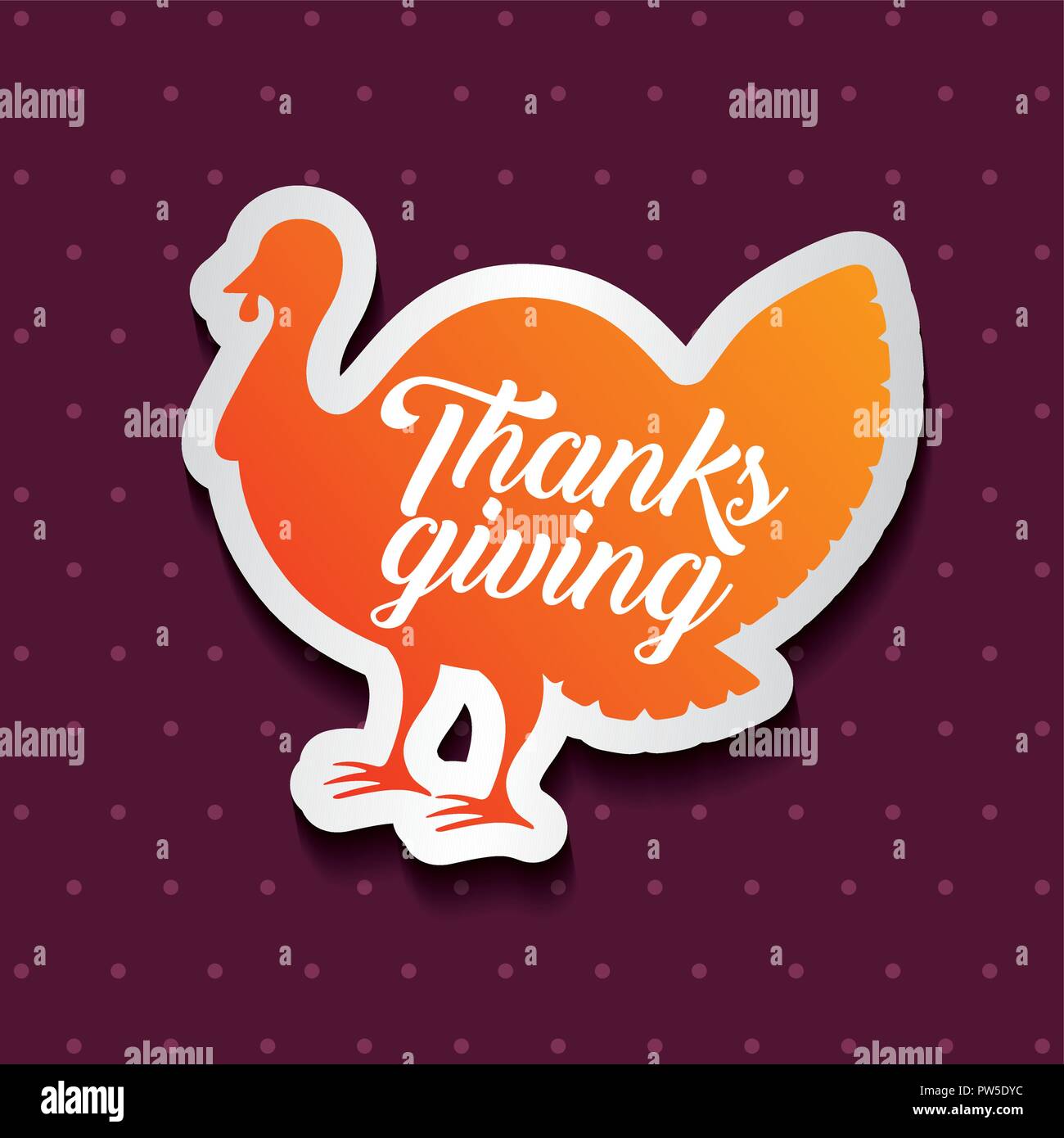 happy thanksgiving turkey sign degrade color vector illustration Stock ...